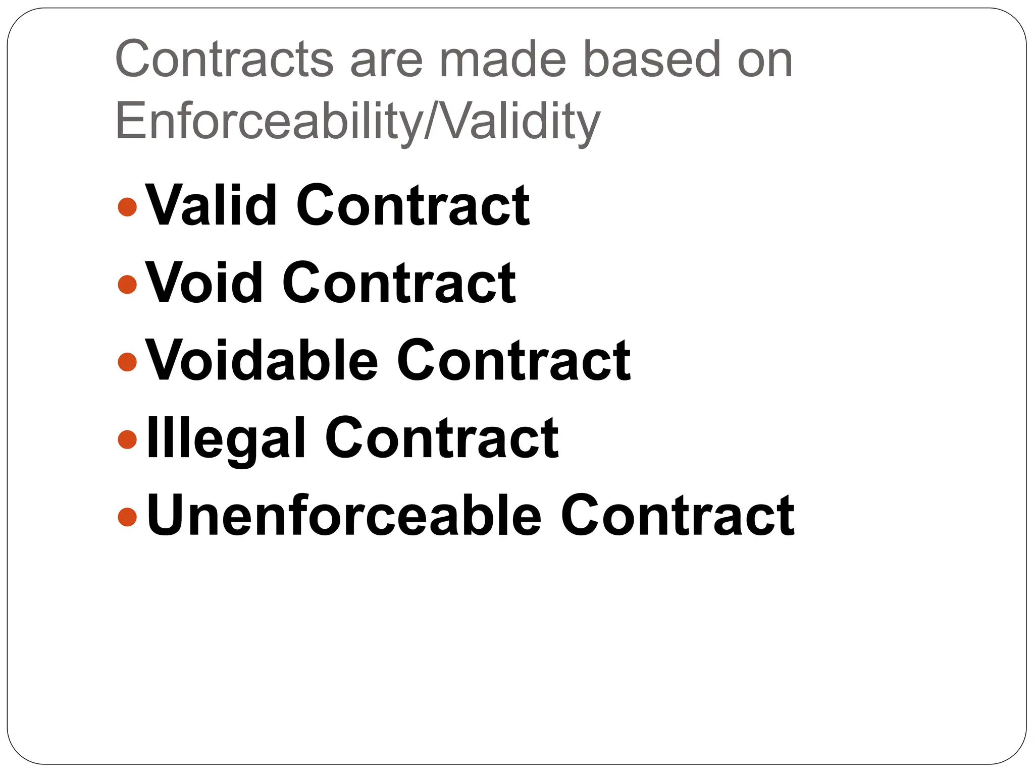Classification Of Contracts In Business Regulations Pptx