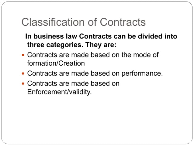 Classification of Contracts in Business Regulations | PPTX | Business | Business and Finance