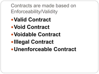 Classification of Contracts in Business Regulations | PPTX