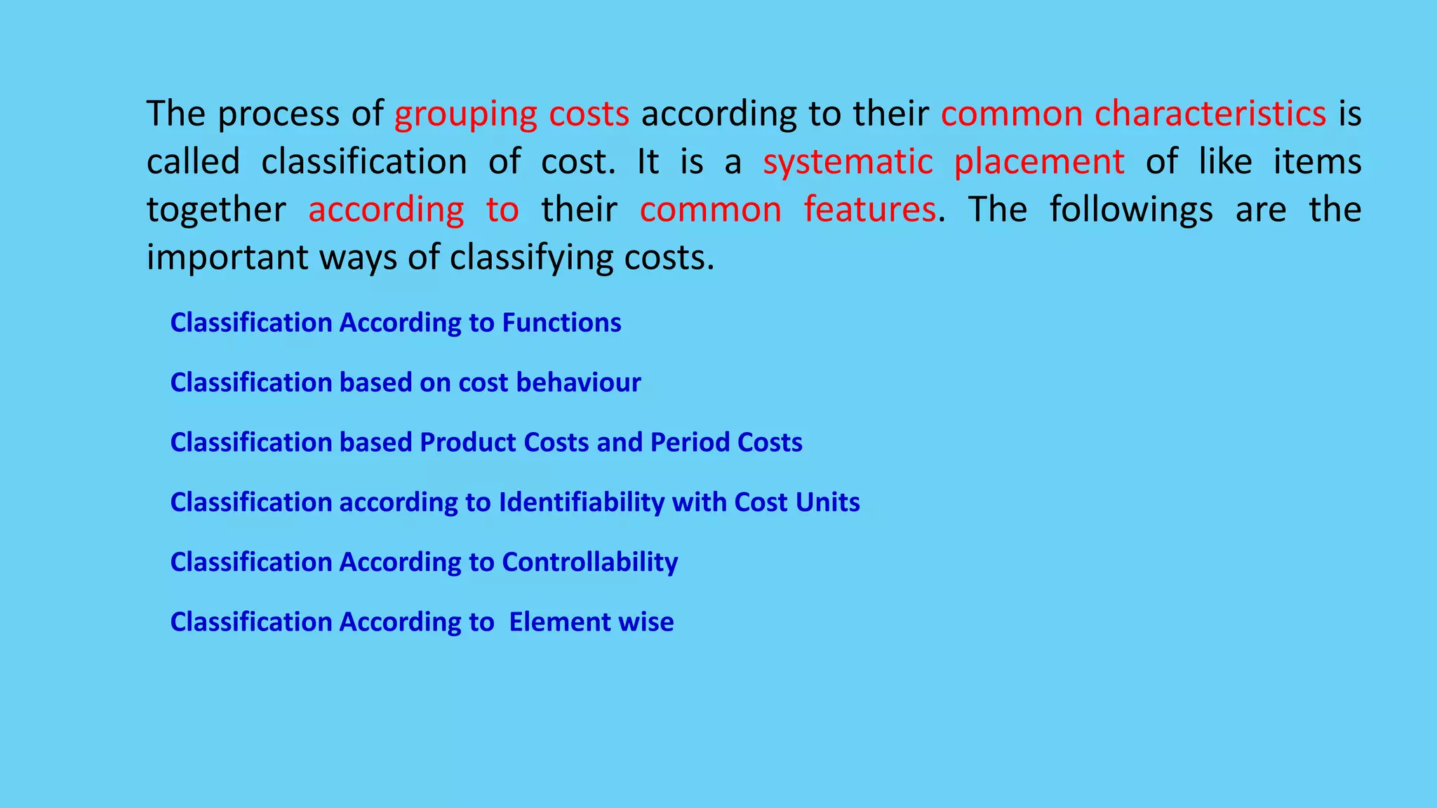 Classification of costs | PPT