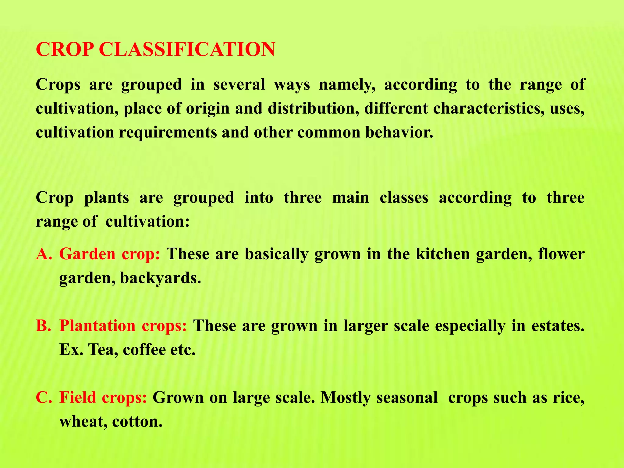 Classification of crops | PPTX