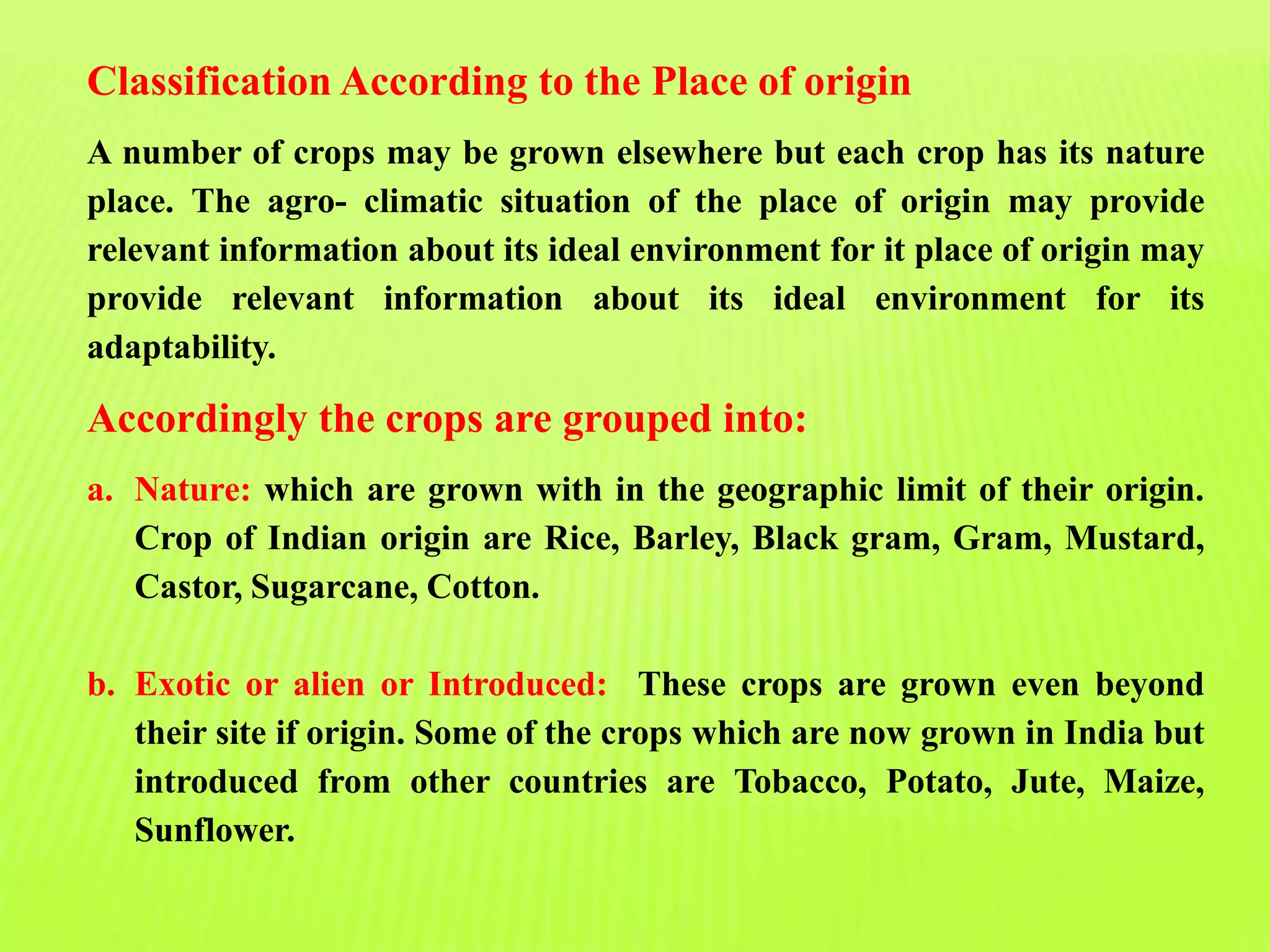 Classification of crops | PPTX