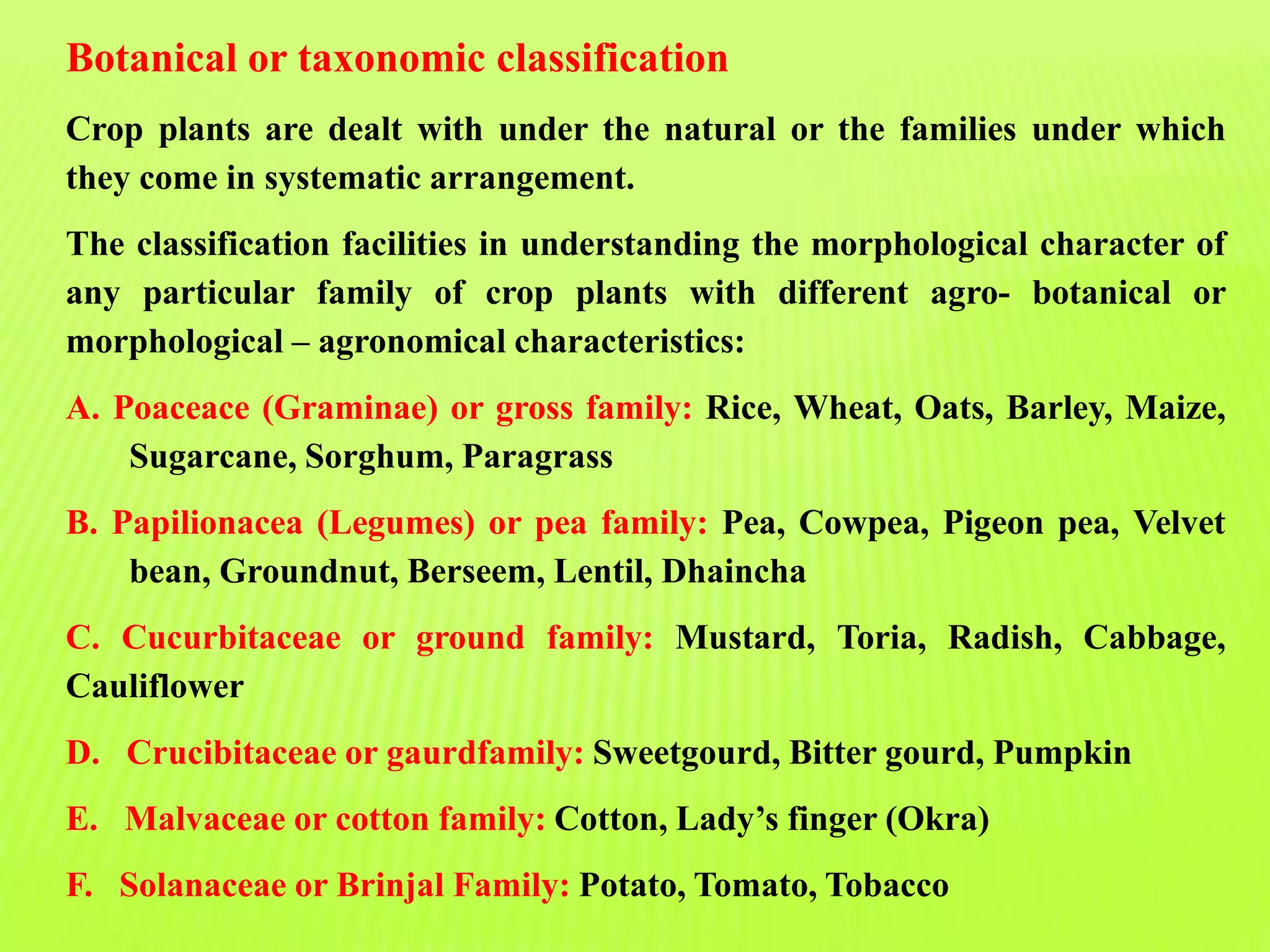 Classification of crops | PPTX