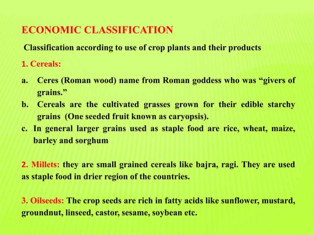 Classification of crops | PPTX