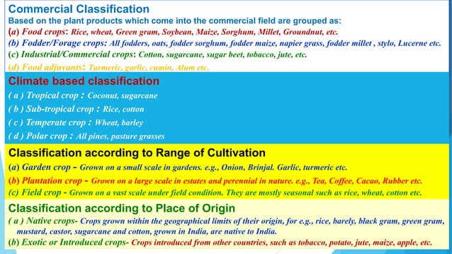 Classification of crops | PPTX