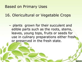 Classification of Agricultural Crops ppt | PPT