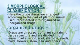 Classification of crude drugs, pharmacognosy | PPTX