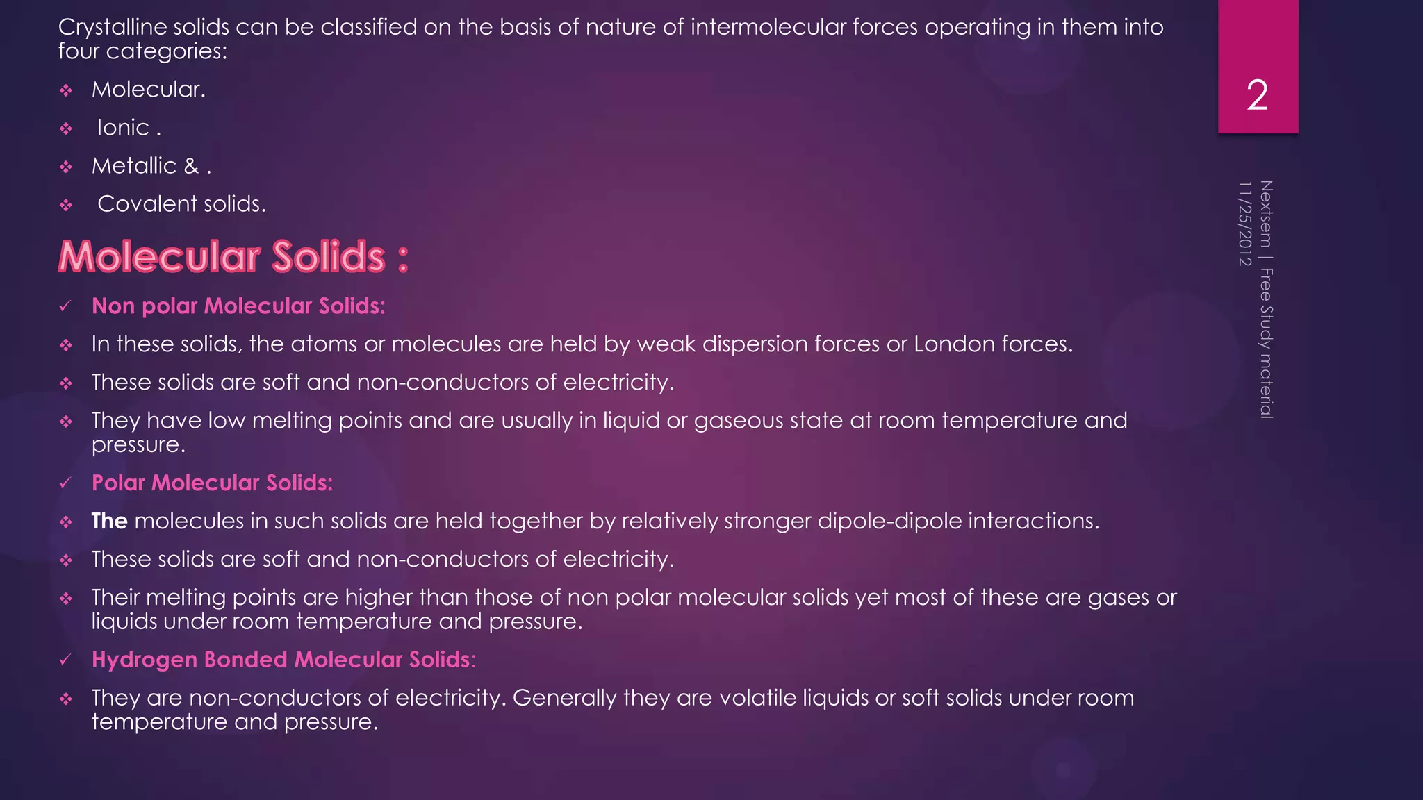 Classification of crystalline solids | PPTX | Chemistry | Science