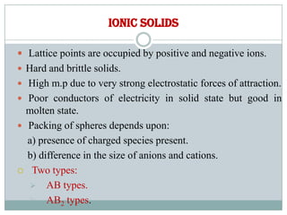 Classification of crystalline solids | PPTX