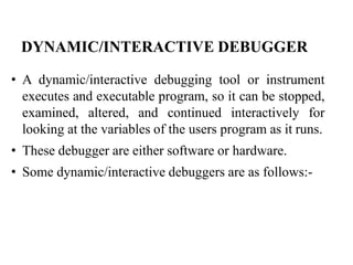 Classification of debuggers sp | PPT