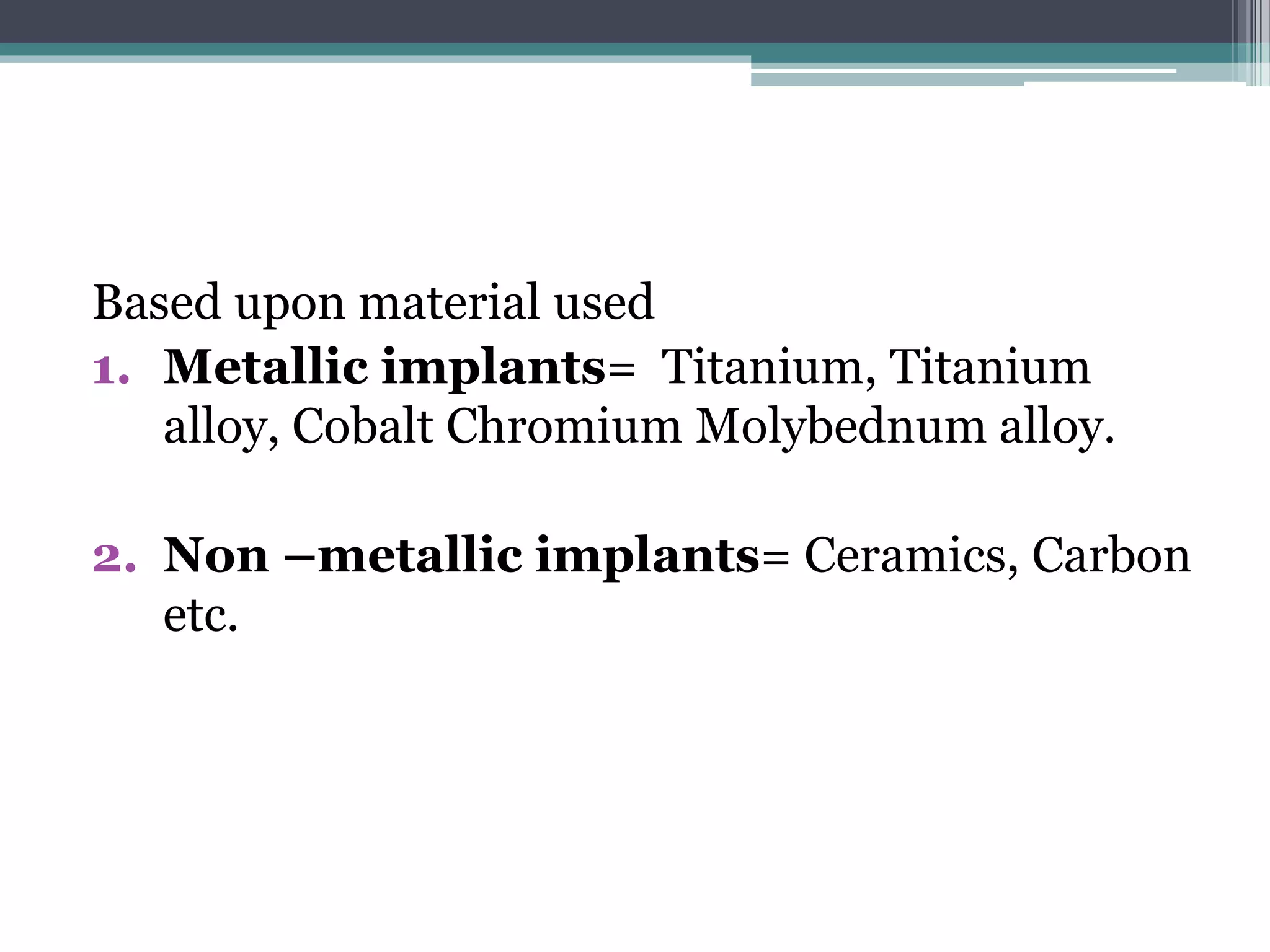 Classification of dental implant | PPTX
