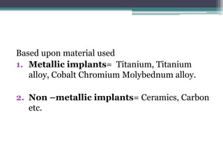 Classification of dental implant | PPTX