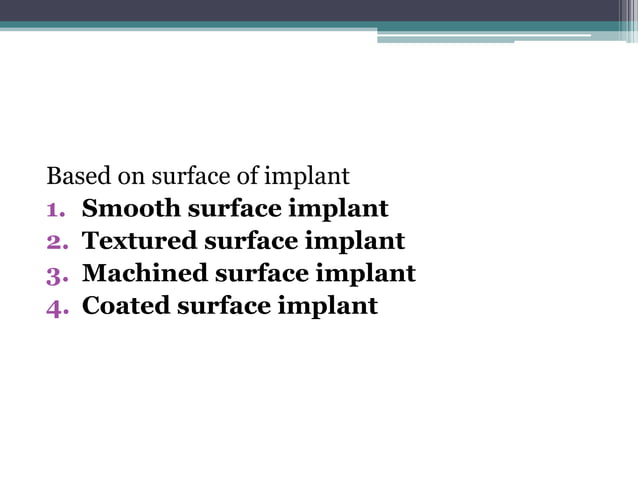 Classification of dental implant
