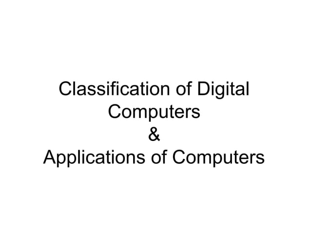 Classification of digital computers | PPT