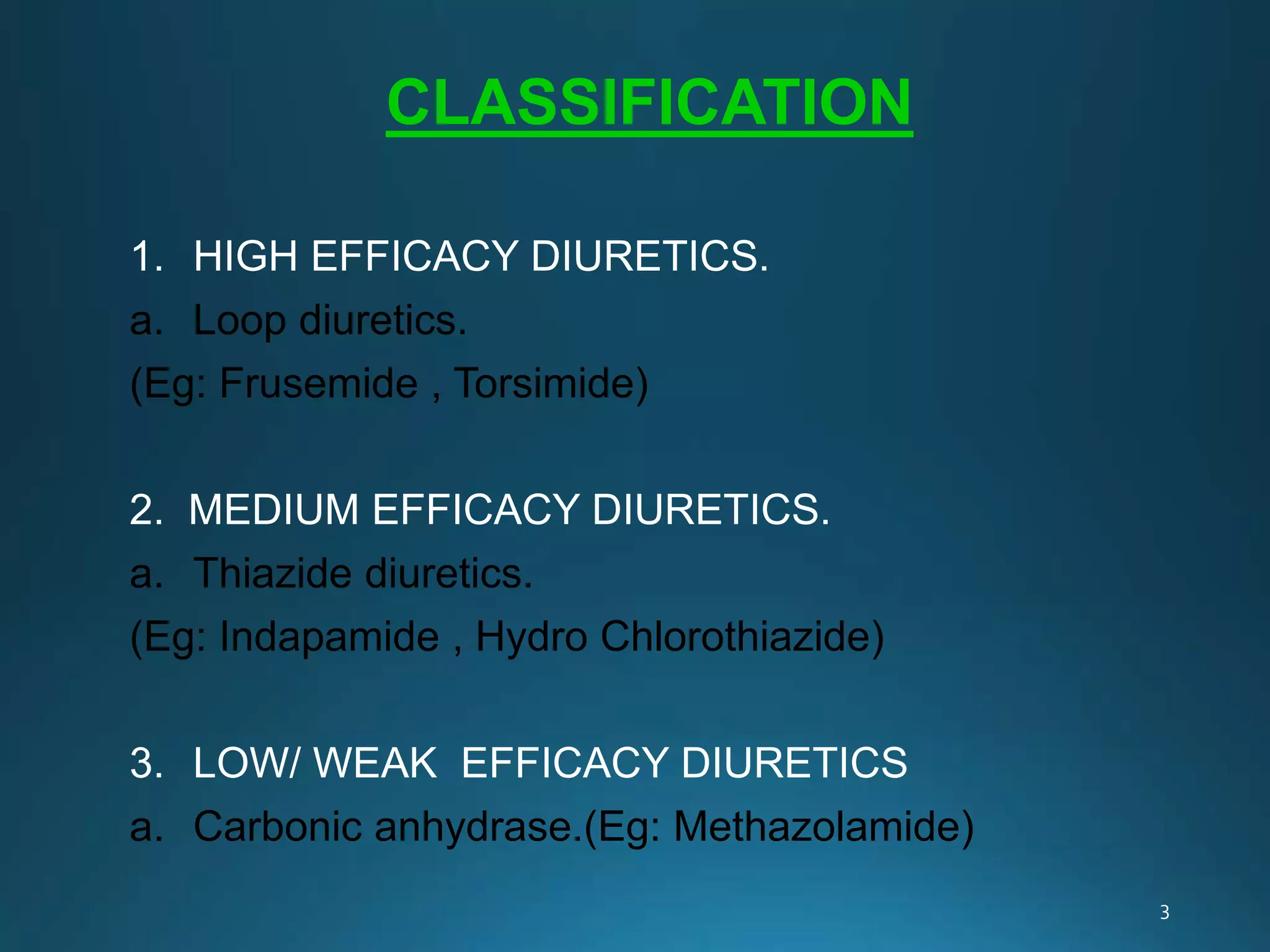 Classification of diuretics | PPTX
