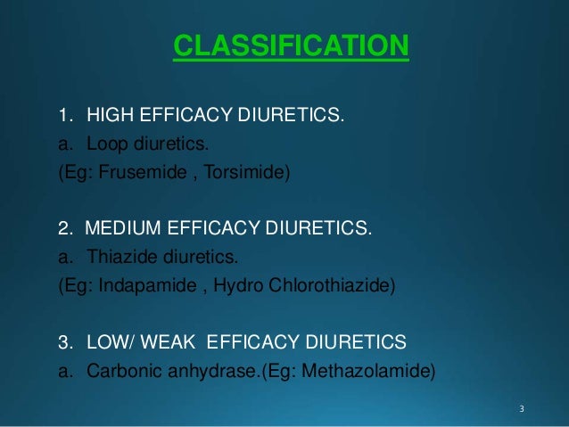 Classification of diuretics