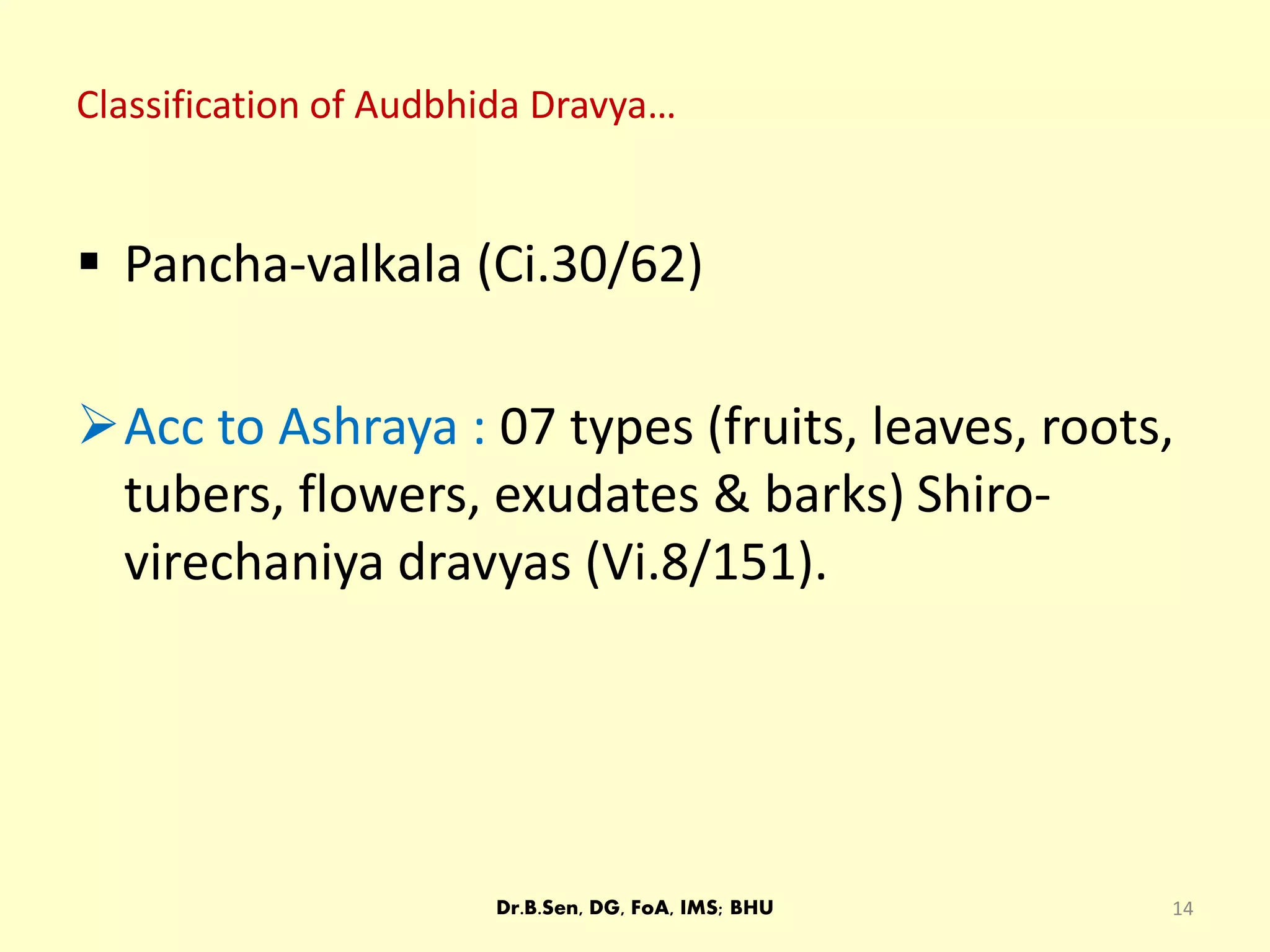 Classification of Dravya in Charaka Samhita | PDF