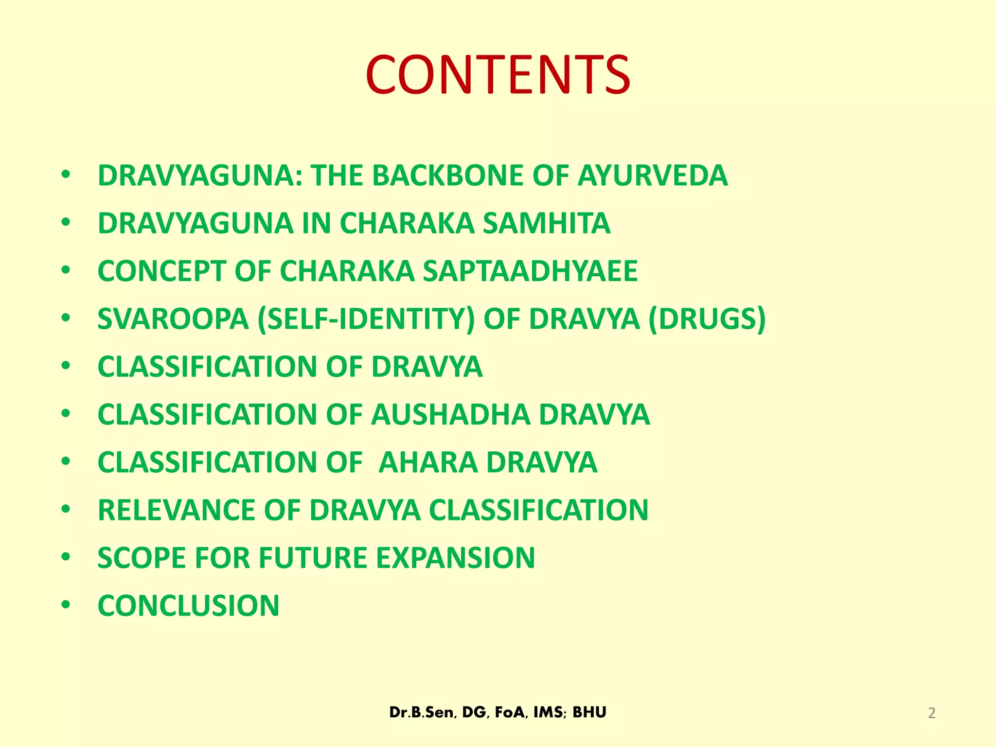 Classification of Dravya in Charaka Samhita | PDF