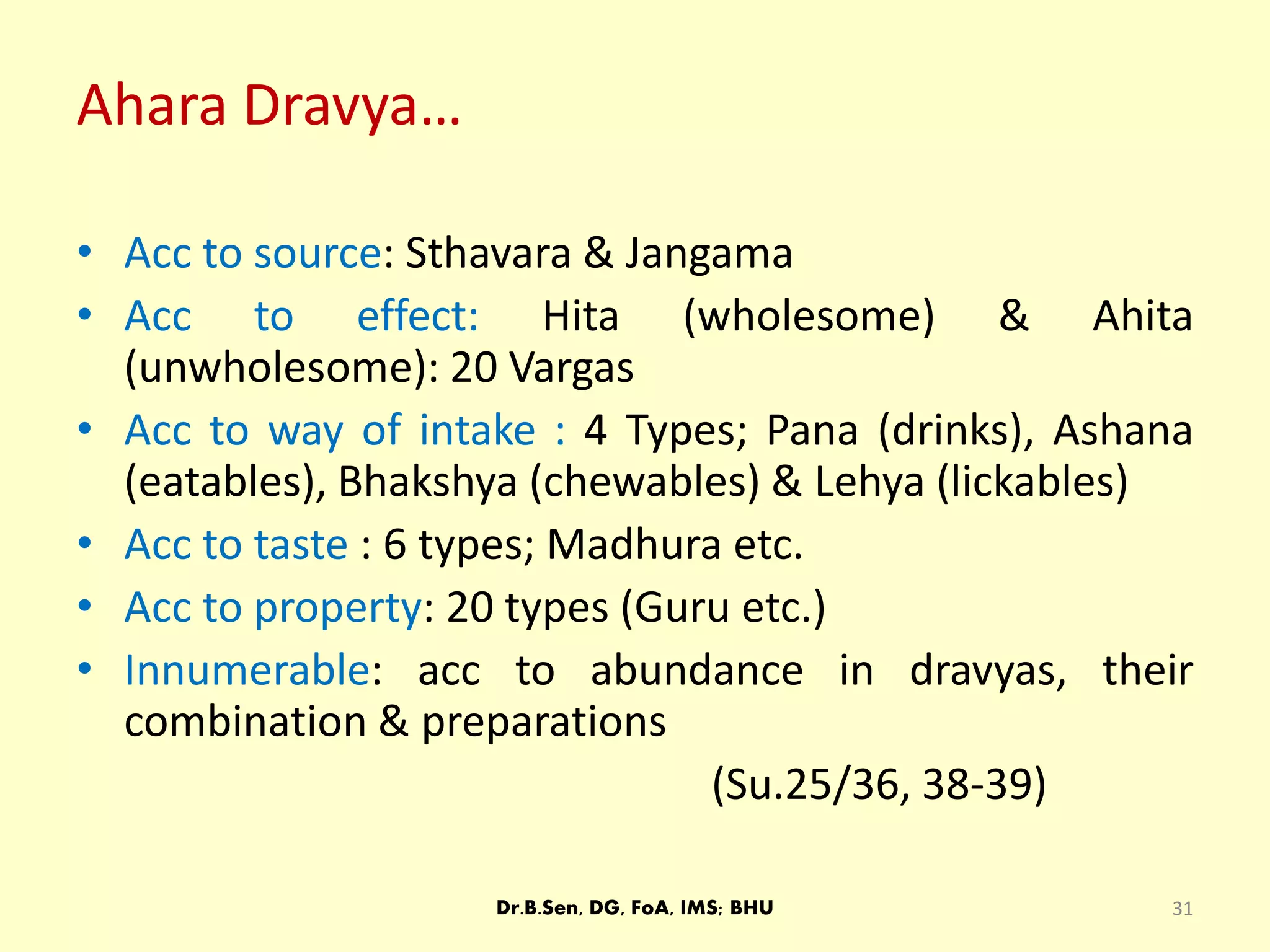 Classification of Dravya in Charaka Samhita | PDF