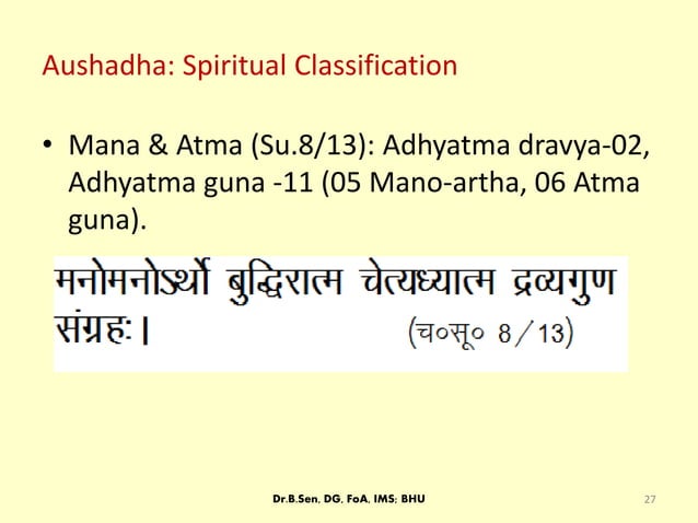 Classification of Dravya in Charaka Samhita | PDF | Hinduism | Religion ...