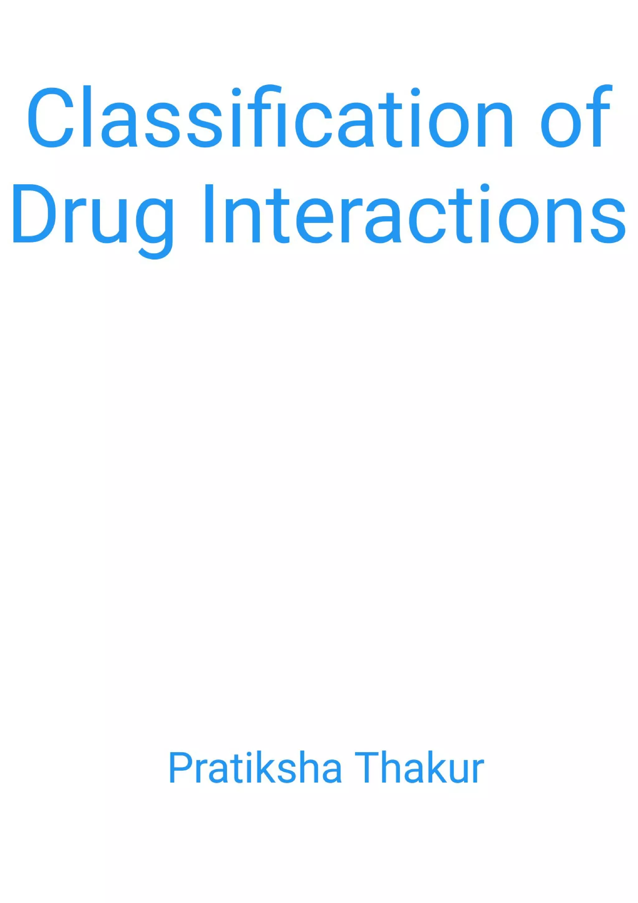 Classification of Drug Interactions | PDF | Chemistry | Science