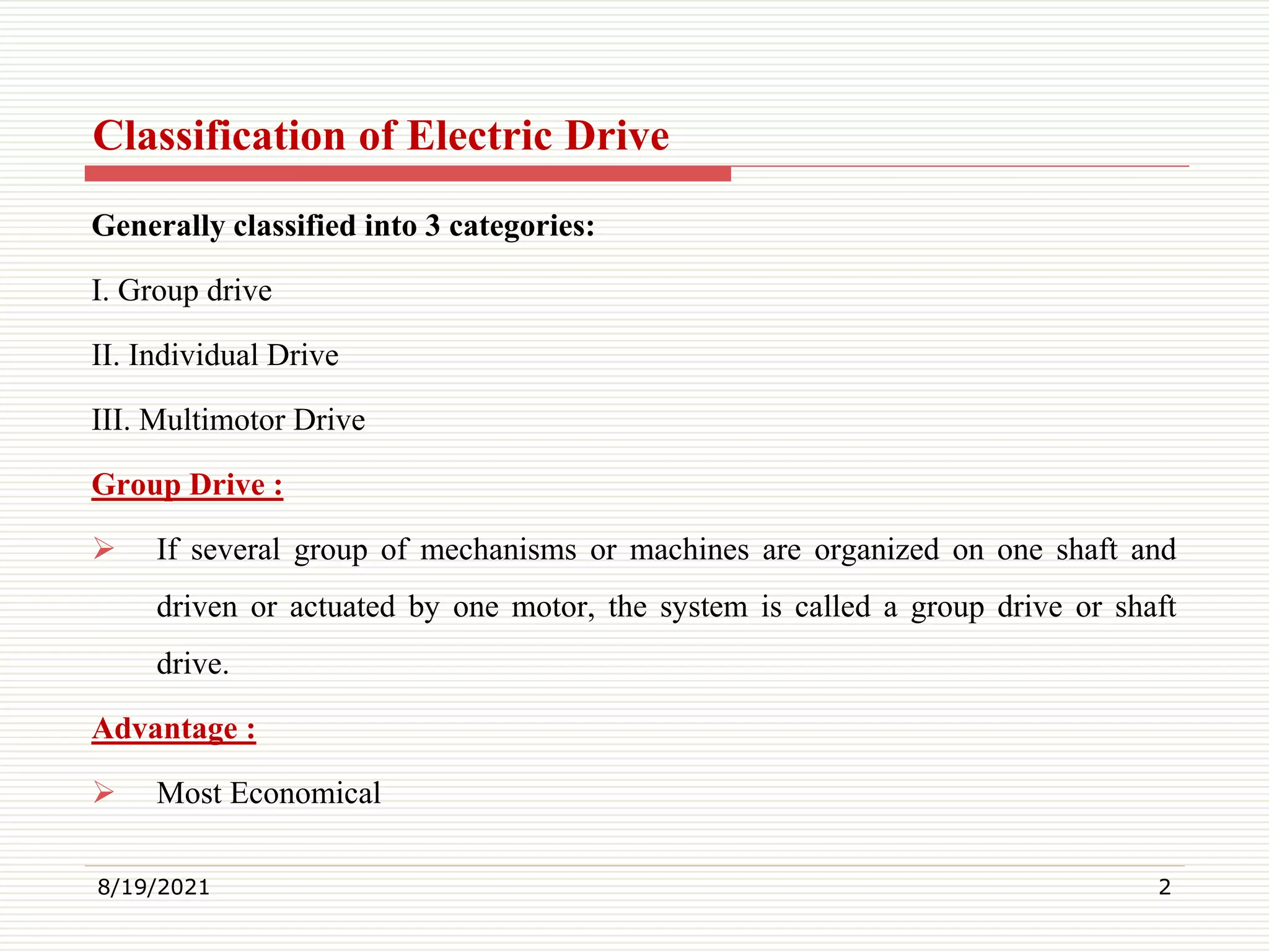 Classification of electric drive with advantage and disadvantage | PDF