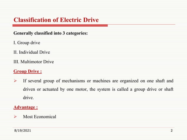 Classification of electric drive with advantage and disadvantage | PDF