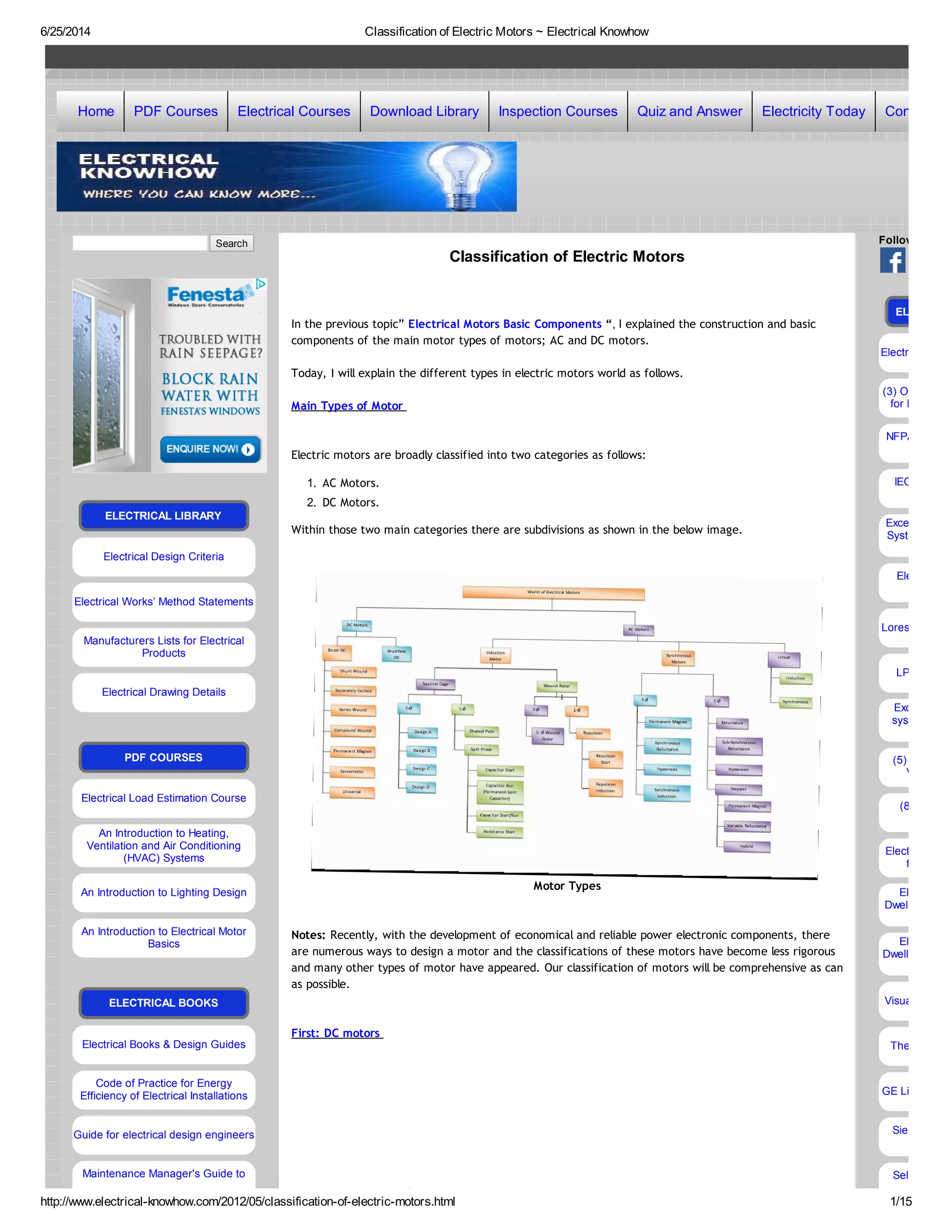 Classification of electric motors | PDF
