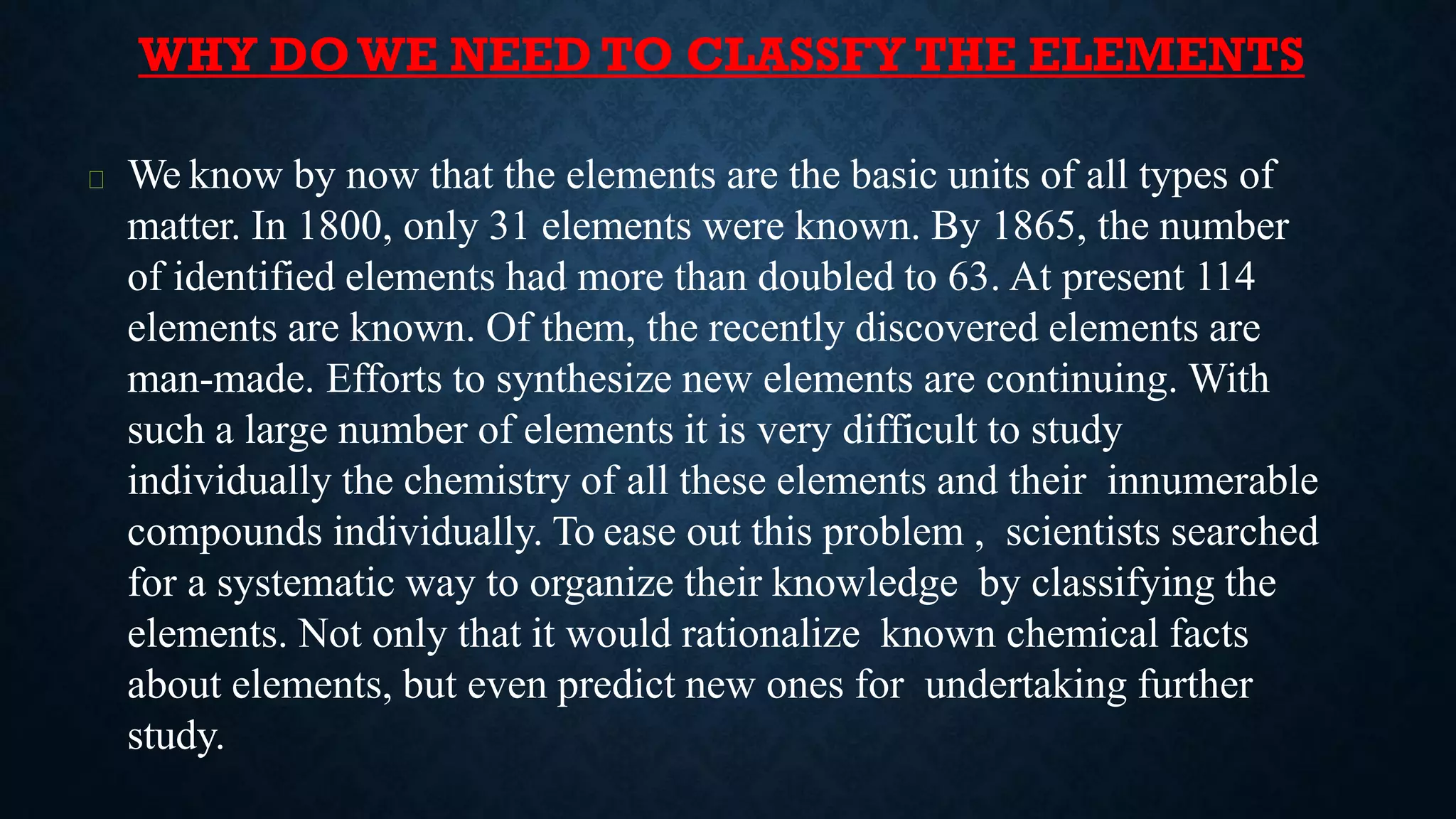 Classification of elements, unit iii class 11 | PDF