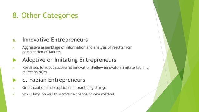 Classification of entrepreneurs.pptx | Agriculture | Industries