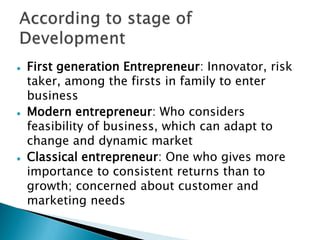 Classification of Entrepreneurs and its importance | PPT
