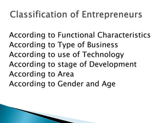 Classification of Entrepreneurs and its importance | PPT