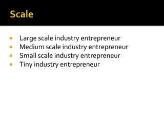 Classification of entreprenuers | PPTX