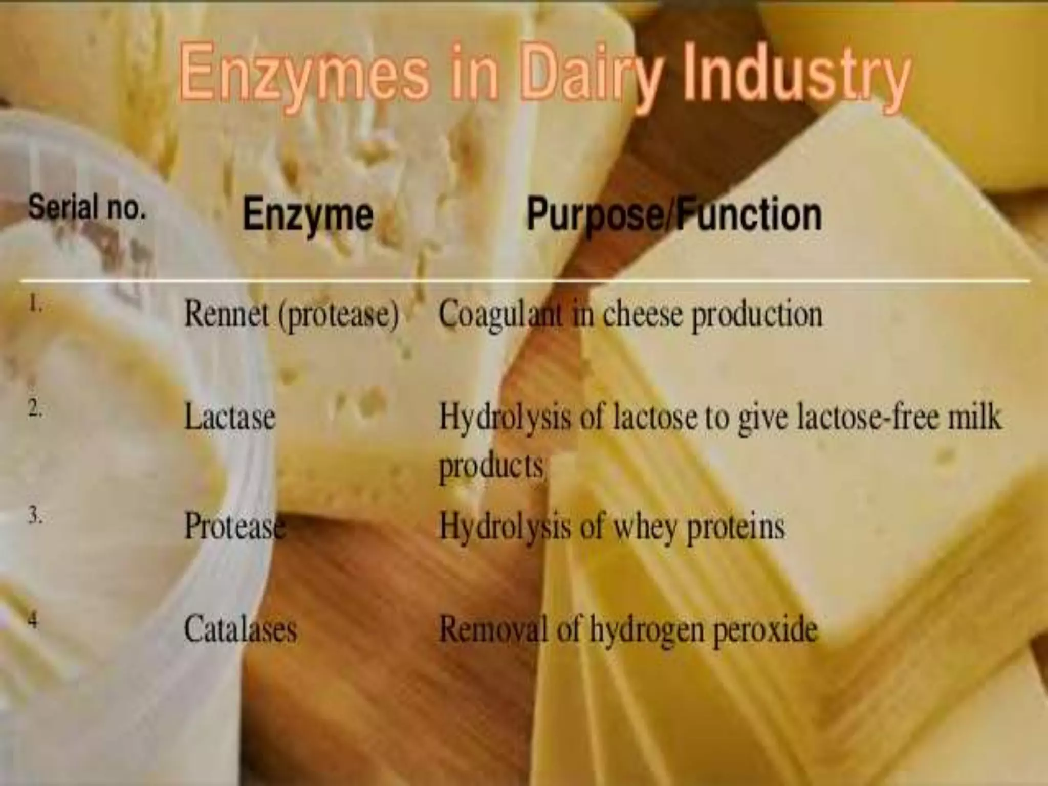Classification of enzyme of significance in food industry | PPT