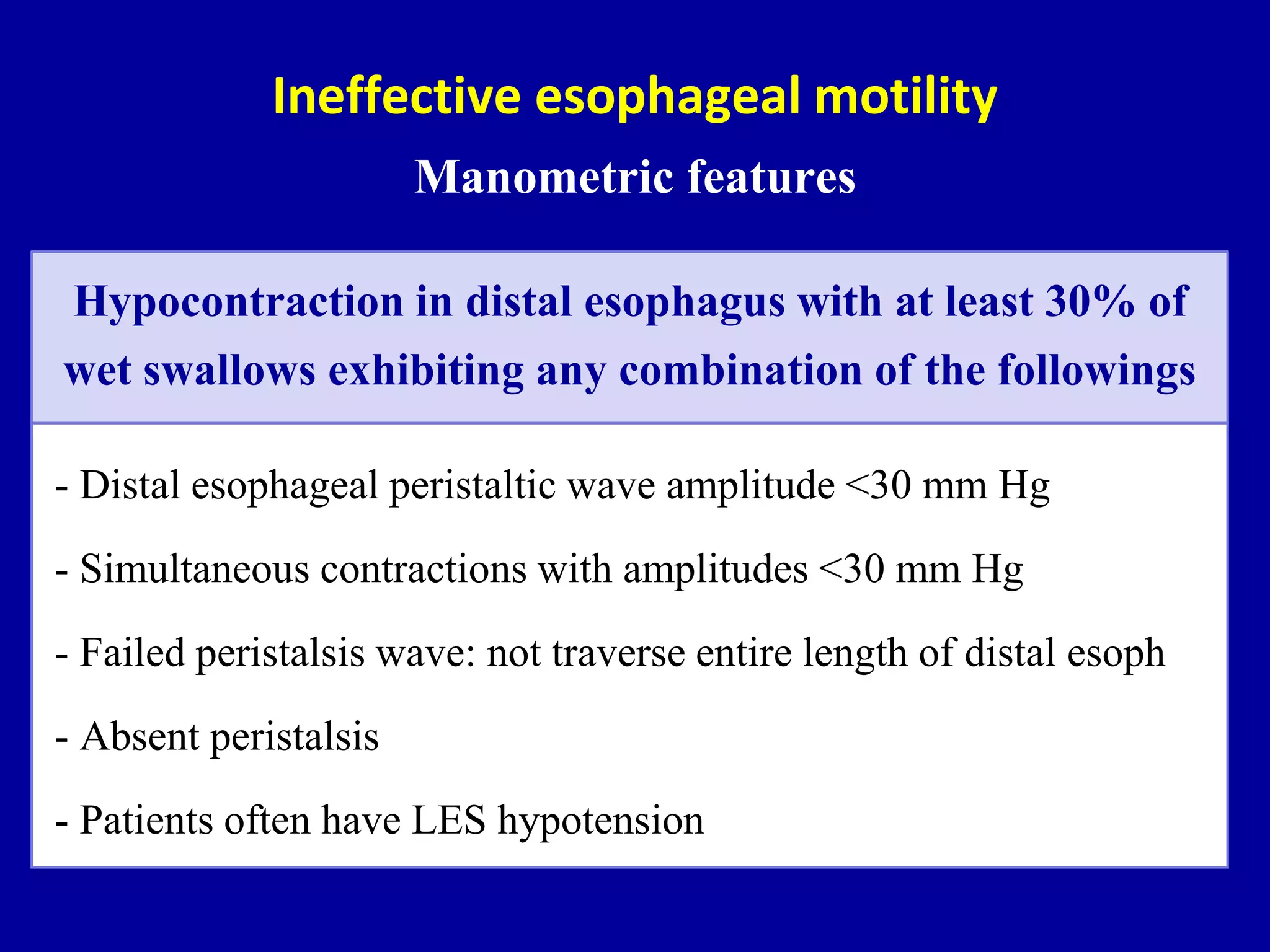Classification of esophageal motility disorders | PPTX