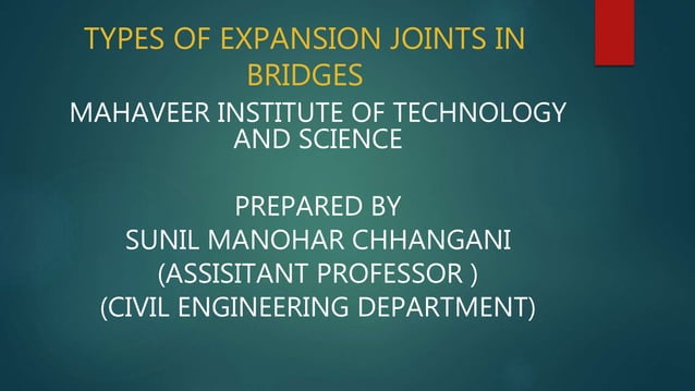Classification of expansion joints | PPTX | Physics | Science