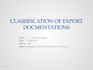 CLASSIFICATION OF EXPORT DOCMENTATIONS.pptx
