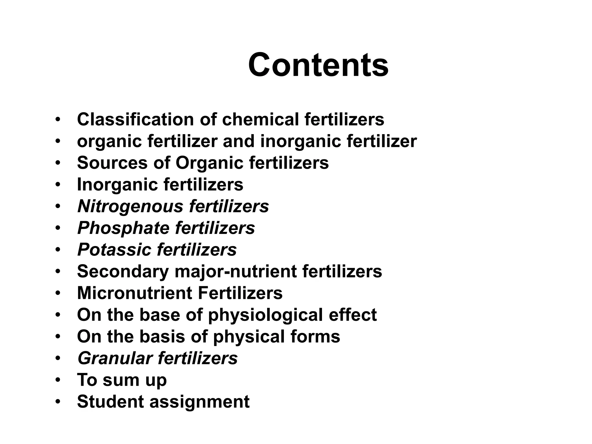 Classification of fertilizers | PDF