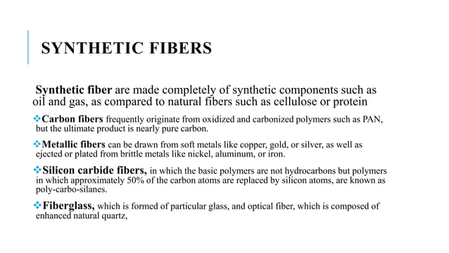 Classification of fibers and their matching properties.pptx | Chemistry | Science