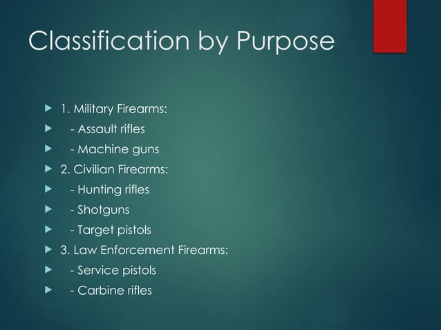 Classification of Firearms and forensic ballistics | PPTX
