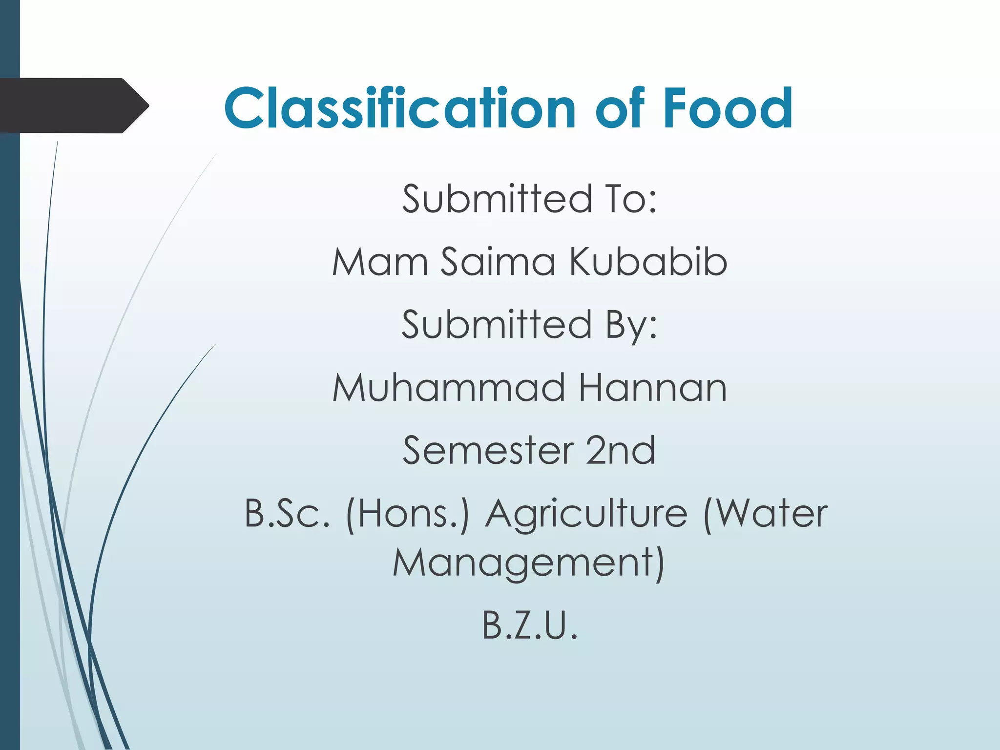 Classification of food | PDF