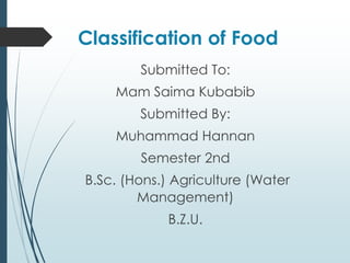 Classification of food | PDF