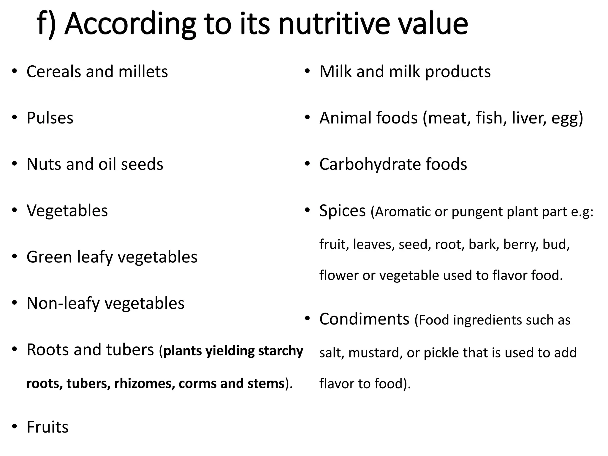 Classification of food | PPTX