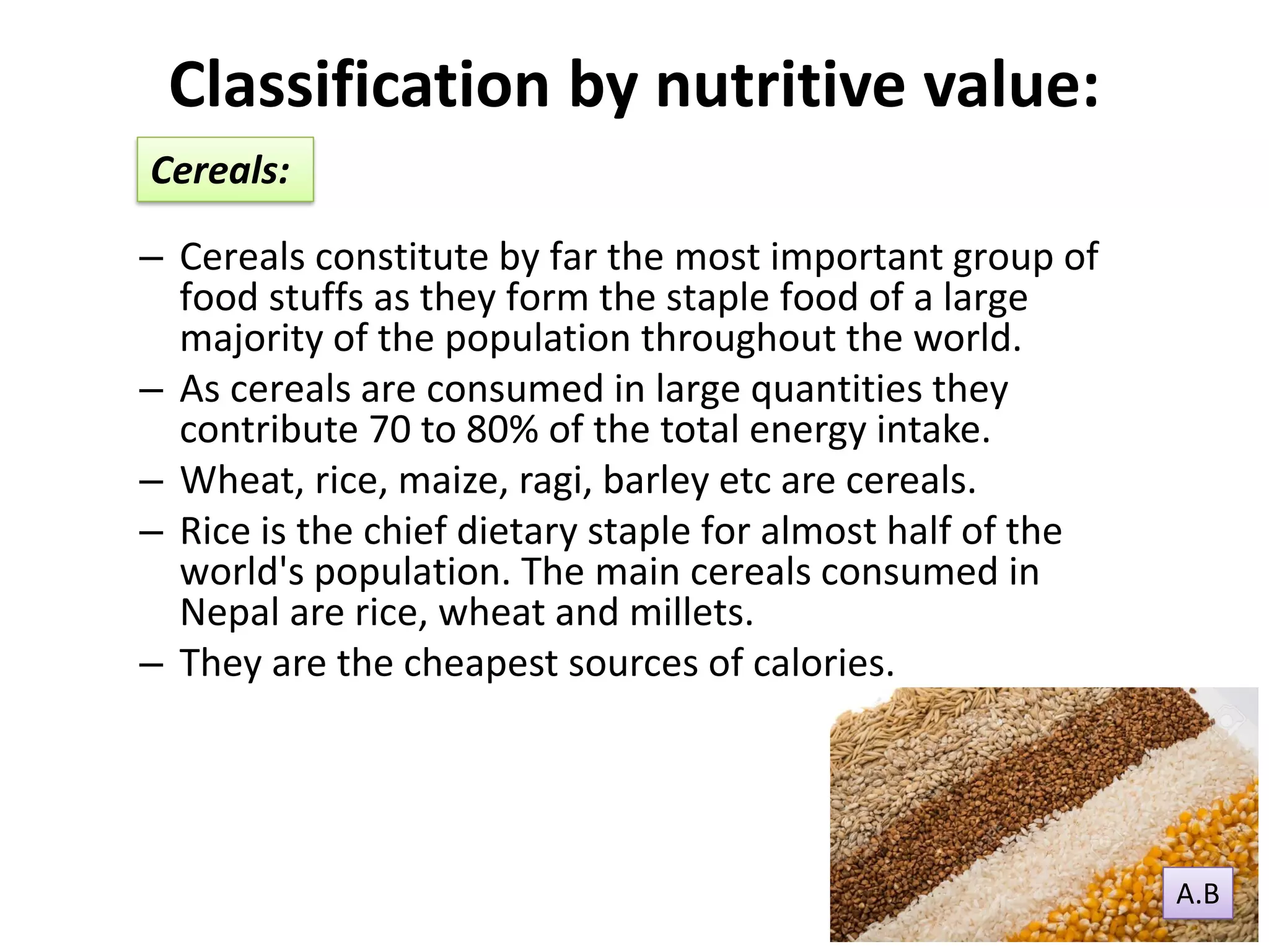 Classification of foods | PDF
