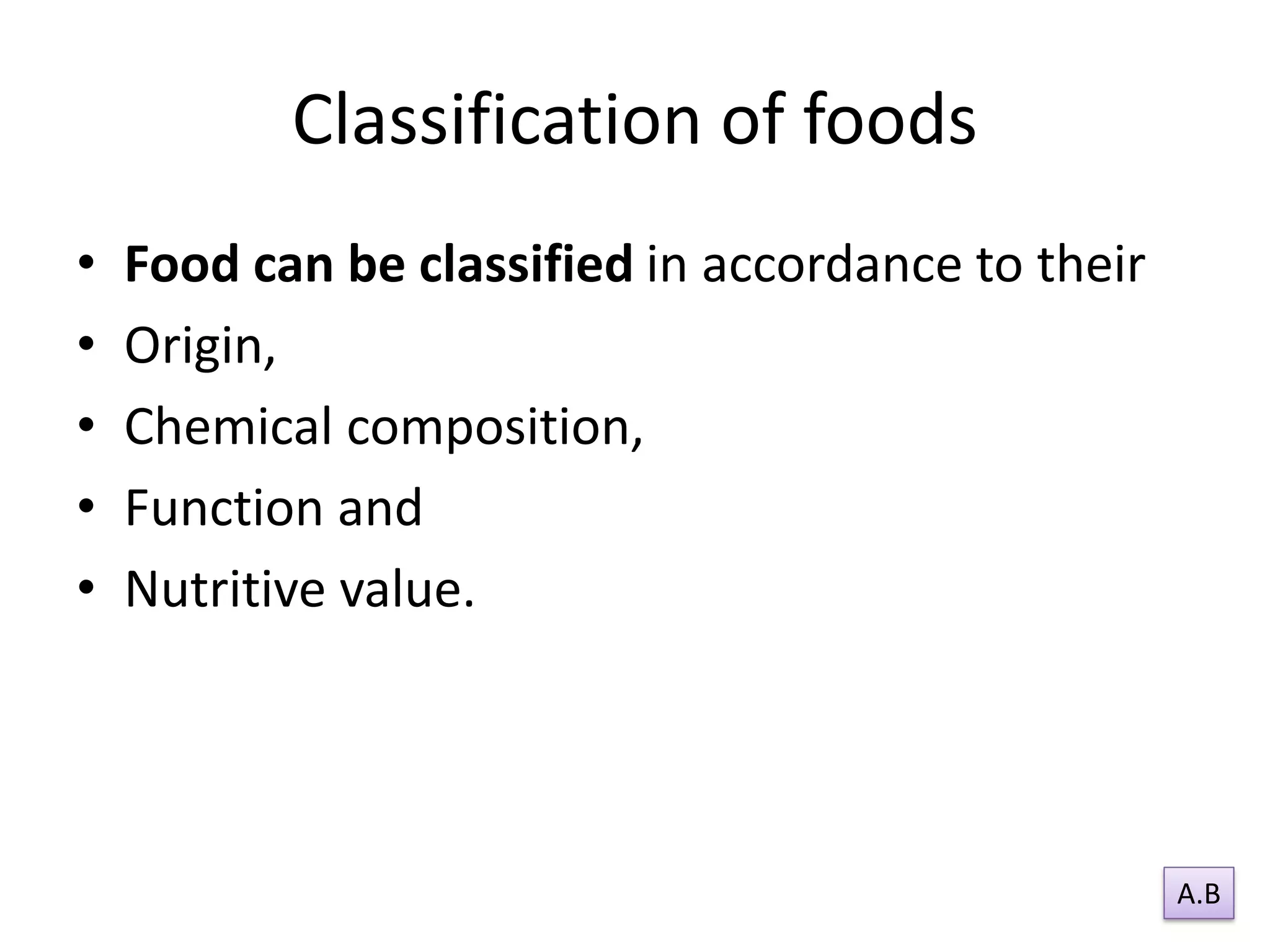 Classification of foods | PDF