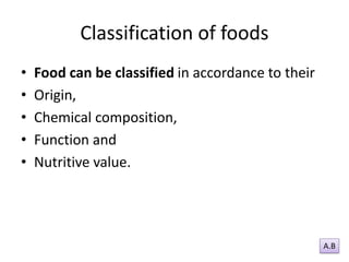 Classification of foods | PPT