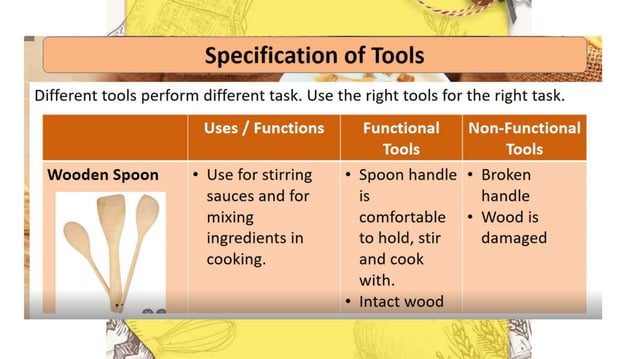 CLASSIFICATION OF FUNCTIONAL AND NON-FUNCTIONAL TOOLS.pptx | Desserts ...