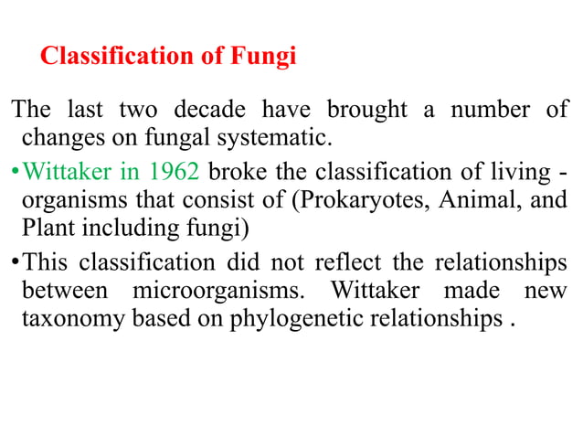 Classification of fungi