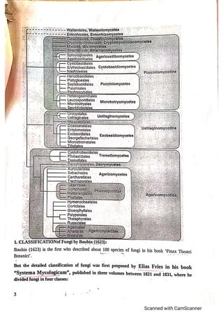 Classification of fungi notes | PDF