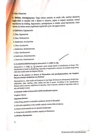 Classification of fungi notes | PDF